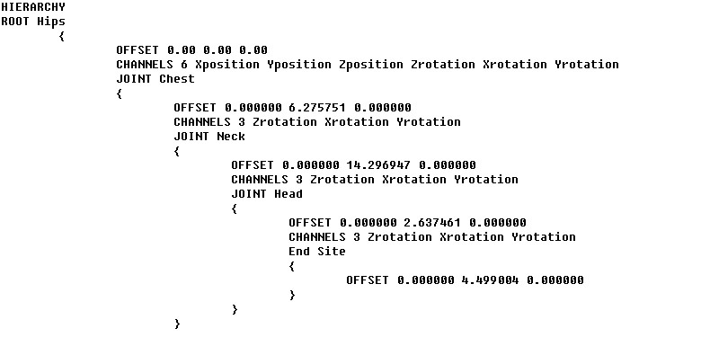 BVH motion capture data